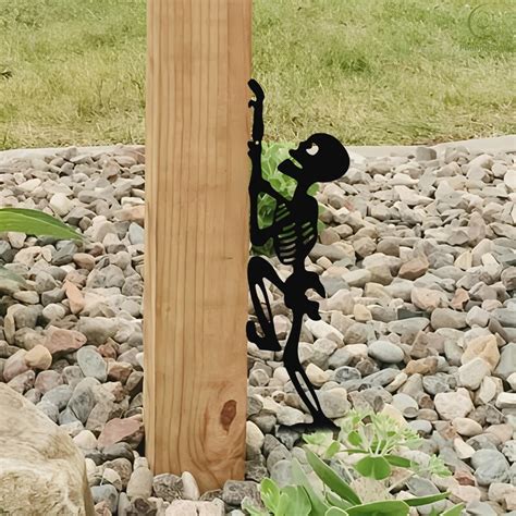 Skeleton Climb Metal Signhalloween Garden Metal Stakeshalloween Art