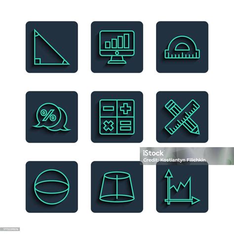 Set Line Geometric Figure Sphere Graph Schedule Chart Diagram Protractor Calculator Discount