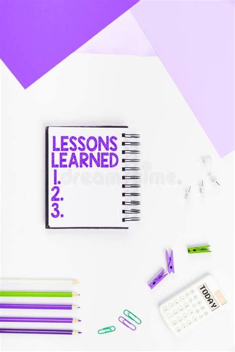 Text Sign Showing Lessons Learned Business Overview Promote Share And Use Knowledge Derived