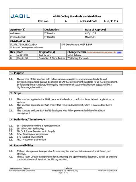 Abap Coding Standards And Guidelines Pdf Class Computer Programming Method Computer