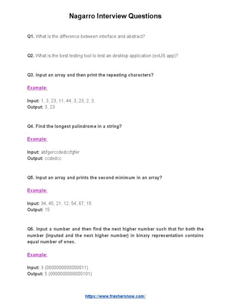 Nagarro Interview Questions Pdf