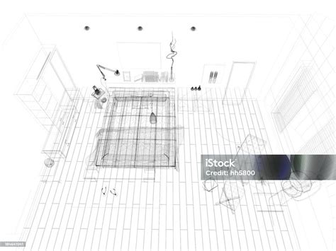 추상적임 건축양상 철조망 프페임 청사진 침실 2 0명에 대한 스톡 사진 및 기타 이미지 0명 3차원 형태 가구 Istock