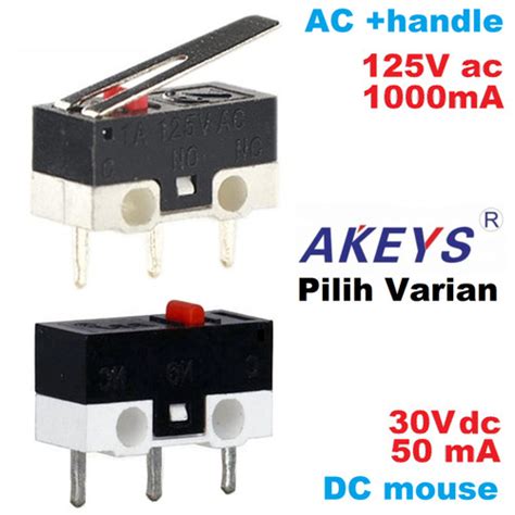 Jual MICRO LIMIT PUSH SWITCH TOMBOL KLIK MOUSE SAKLAR MINI ON OFF HANDLE DC Mouse Kota