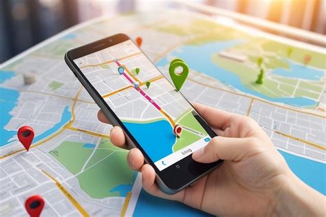 Premium Photo Mobile Gps Navigation On Mobile Phone With Map Of City Finding The Place Of Work
