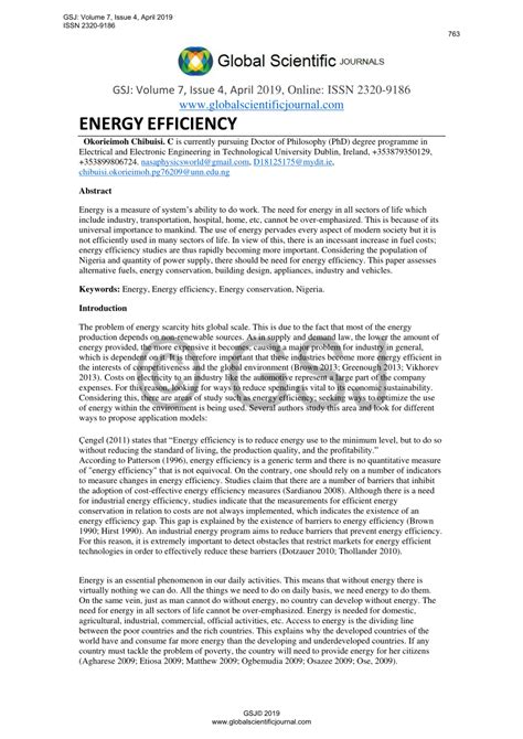 Pdf Energy Efficiency