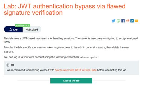 Jwt Authentication Bypass Via Flawed Signature Verification