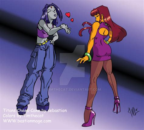 Raven And Starfire Cheescakin It By Timthecat On DeviantArt
