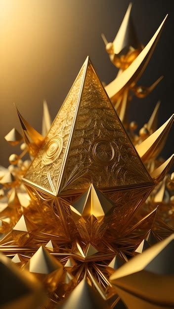 Premium Photo Intricate Golden Fractal Structure Design Wallpaper