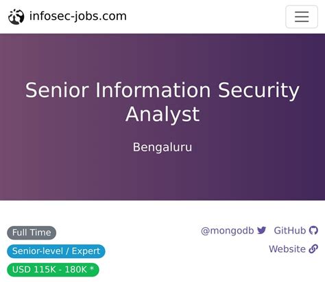 [hiring] Senior Information Security Analyst In Bengaluru R Infosec Jobs