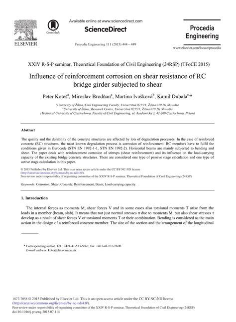 Pdf Influence Of Reinforcement Corrosion On Shear Resistance Of Rc Bridge Girder Subjected To