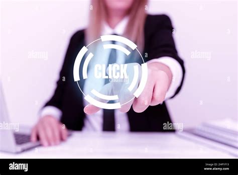 Handschrift Text Klicken Business Concept Act Of Pressing A Button On A Mouse Similar Device