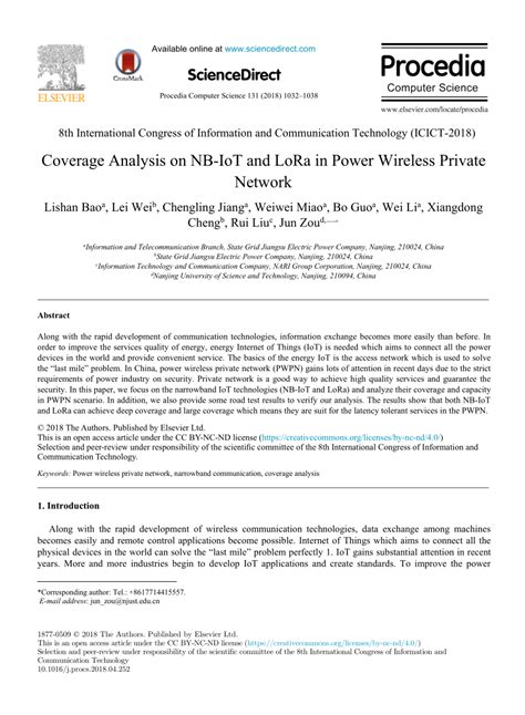 Pdf Coverage Analysis On Nb Iot And Lora In Power Wireless Private