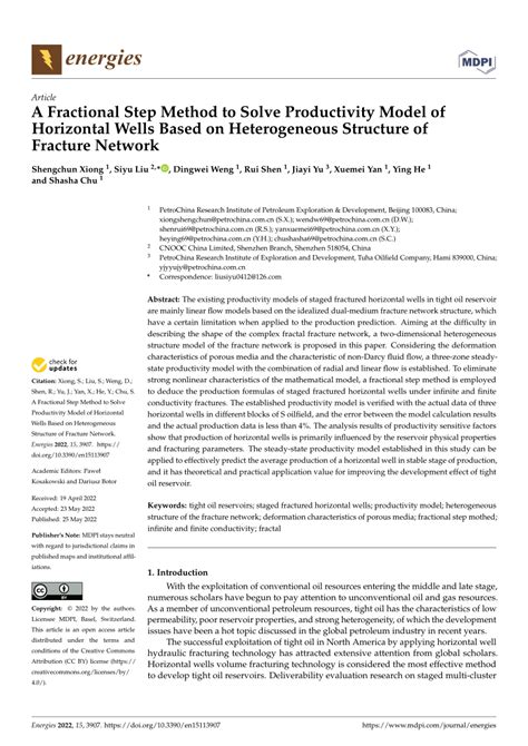 PDF A Fractional Step Method To Solve Productivity Model Of Horizontal Wells Based On