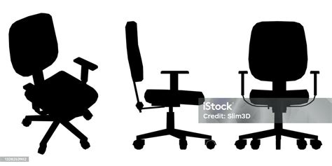 흰색 배경에 고립 된 다양한 위치에 사무실 의자의 실루엣으로 설정합니다 벡터 일러스트레이션 사무실 의자에 대한 스톡 벡터 아트 및 기타 이미지 Istock