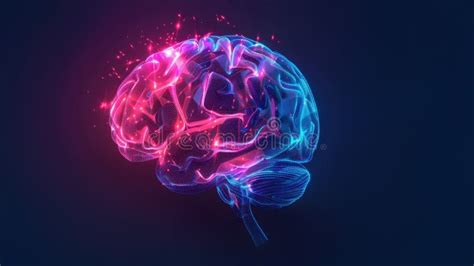 Vivid Abstract Digital Brain Illustration On Dark Background With Neural Connections And Data