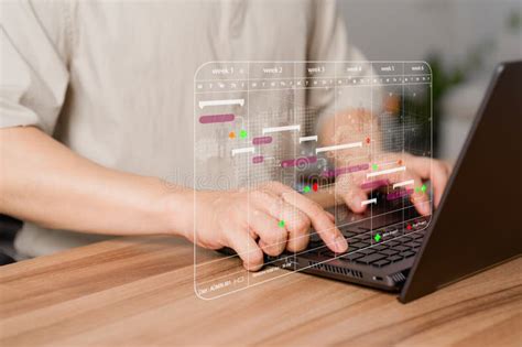 business man working data analytics with computer in business management system to make report