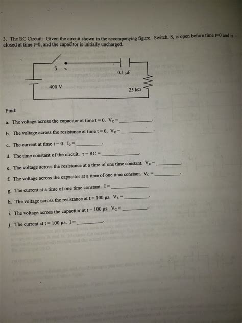 Solved The RC Circuit Given The Circuit Shown In The Chegg Com