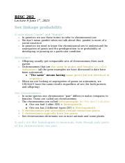 BISC Lecture Docx BISC Lecture June St Sex Linkage Probability A Note About