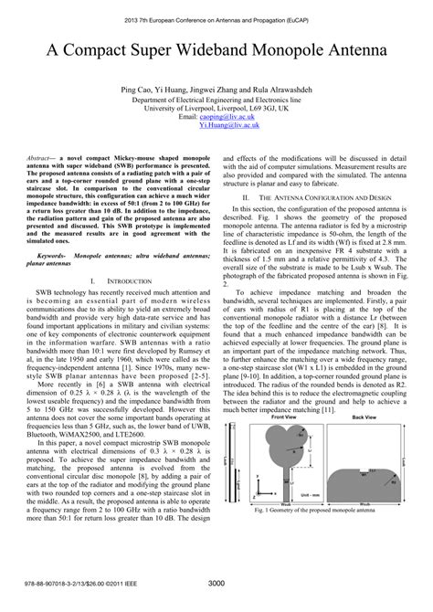 Pdf A Compact Super Wideband Monopole Antenna