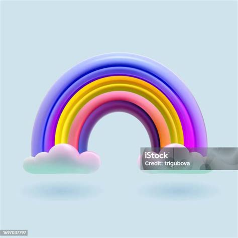 구름이 있는 3d 귀여운 화려한 무지개 벡터 재미 있는 아기 아이 그림입니다 판타지 렌더 디자인 0명에 대한 스톡 벡터 아트 및 기타 이미지 Istock