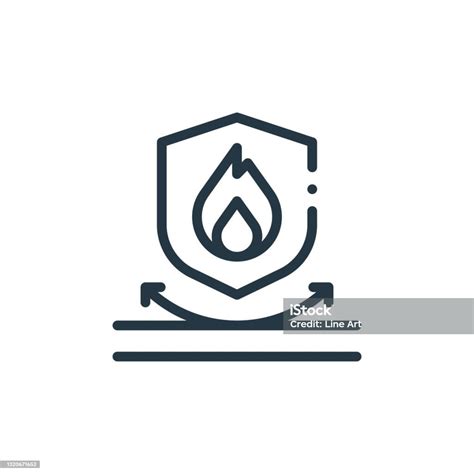 패브릭 피쳐 컨셉의 내화성 아이콘 벡터 내화성 편집 가능한 스트로크의 얇은 선 그림 웹 및 모바일 앱 로고 인쇄 미디어에