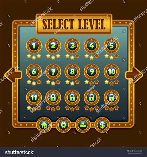 Ilustrasi Stok Game Steampunk Menu Interface Panels Ui 264236606 Shutterstock