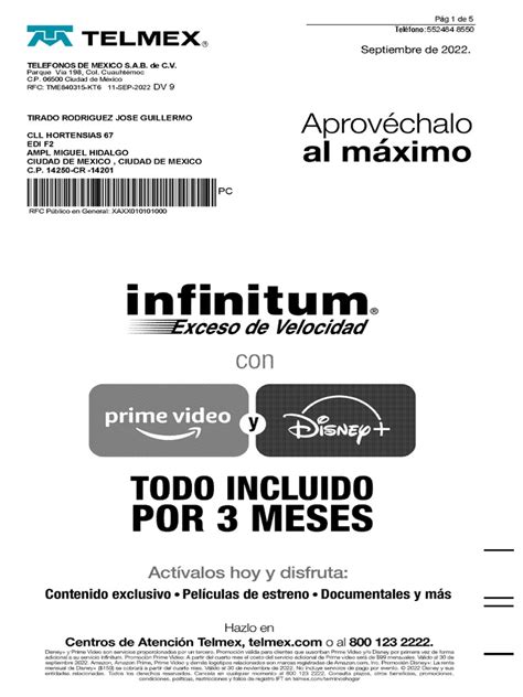 Recibo Telmex Septiembre 2022 Pdf