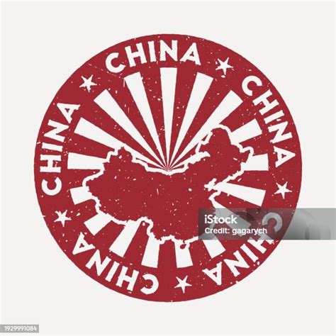 중국 우표 여행 빨간 고무 스탬프 와 나라의지도 벡터 일러스트 레이 션 중국의 휘장 로고 라벨 스티커 또는 배지로 사용할 수 있습니다 중국에 대한 스톡 벡터 아트 및 기타