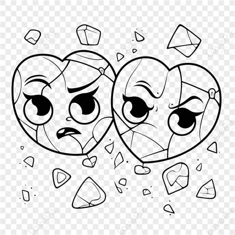 다이아몬드 색칠 페이지 개요 스케치 드로잉으로 깨진 두 개의 하트 벡터 개요 예술 두꺼운 선 Png 일러스트 무료 다운로드 Lovepik