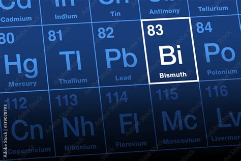 Bismuth On Periodic Table Radioactive Post Transition Metal And Chemical Element With Symbol Bi