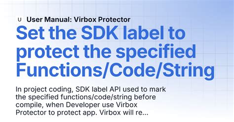 Set The Sdk Label To Protect The Specified Functionscodestring User Manual Virbox Protector