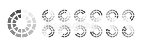 Set Of Circular Loading Icons Waiting Signs Progress Bar For Upload