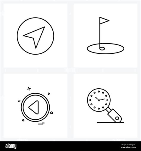 4 Universal Line Icons For Web And Mobile Click Back Button Pointer