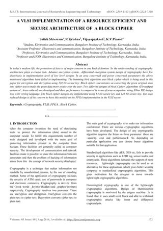 A Vlsi Implementation Of A Resource Efficient And Secure Architecture