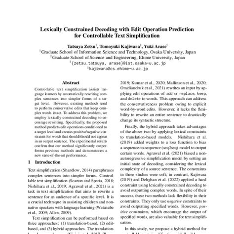 Lexically Constrained Decoding With Edit Operation Prediction For Controllable Text