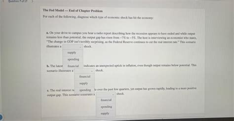 solved the fed model end of chapter problem for each of