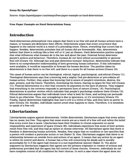 📗 Free Paper Example On Hard Determinism