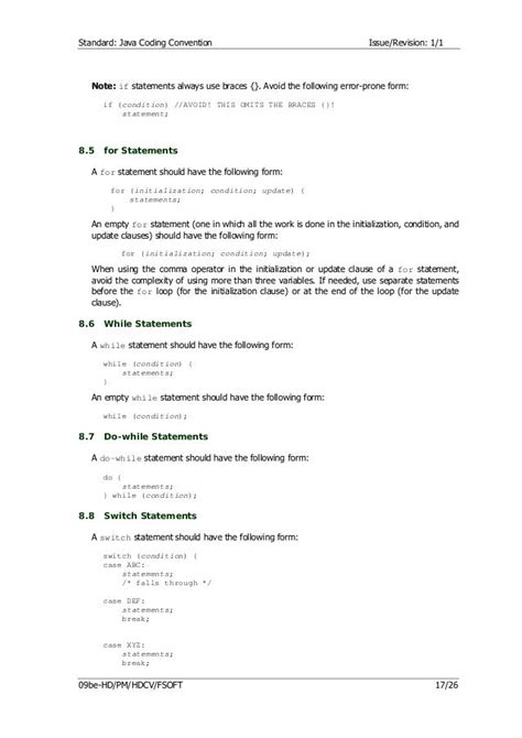 Standard Java Coding Convention