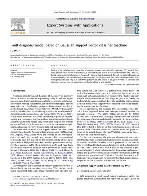 Pdf Fault Diagnosis Model Based On Gaussian Support Vector Classifier