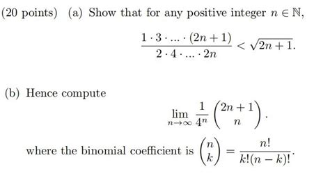 Solved Points A Show That For Any Positive Integer Chegg