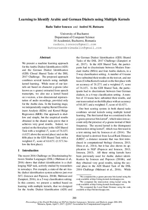 Pdf Learning To Identify Arabic And German Dialects Using Multiple