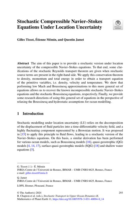 Pdf Stochastic Compressible Navierstokes Equations Under Location