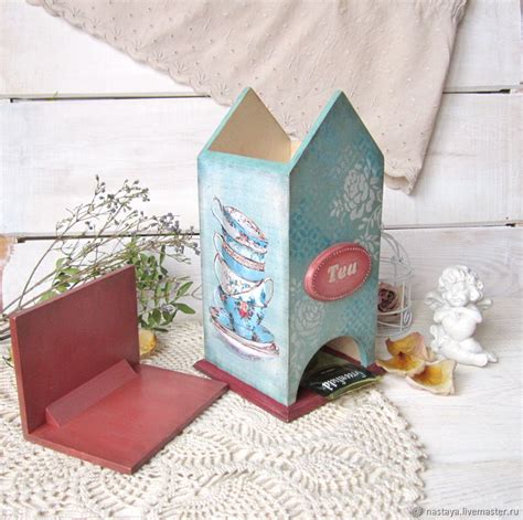 Чайный домик из дерева декупаж белый мятный нежный шебби – заказать на ...