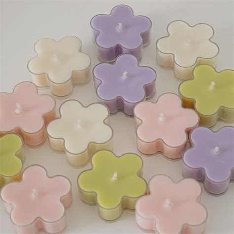 Flower Shaped Tea Light Candles Flower Candles Pastel Decor Pack