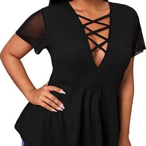 Tops Plus Size Plunging Neckline Blouse Poshmark
