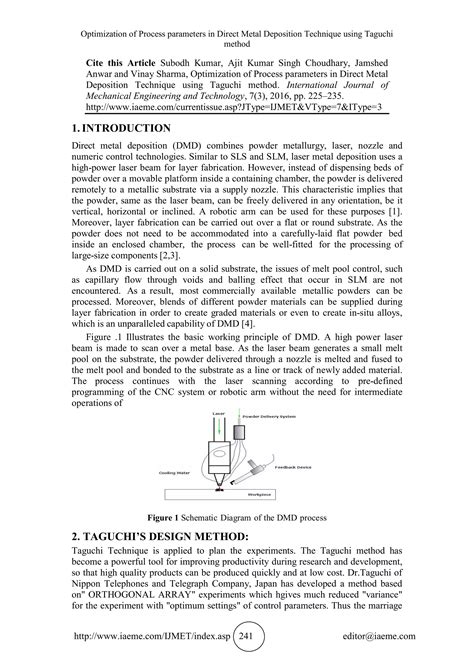 Optimization Of Process Parameters In Direct Metal Deposition Technique