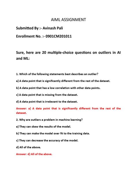 Aiml Assignment Avinash Pdf Cluster Analysis Outlier