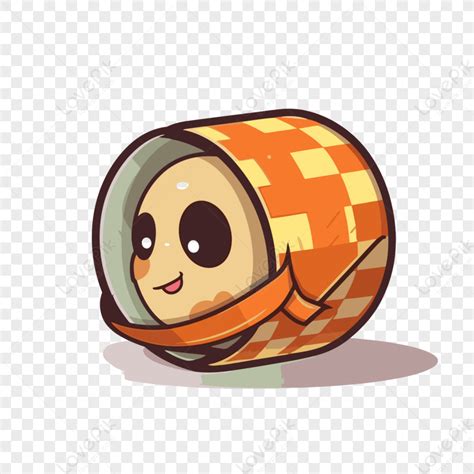 만화 캐릭터는 주황색 체크무늬 파블로바 위에 앉아 있다 클립 아트 벡터상표 Png 일러스트 무료 다운로드 Lovepik