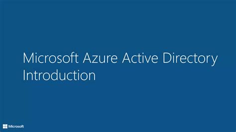 Windows Azure Active Directory Ppt
