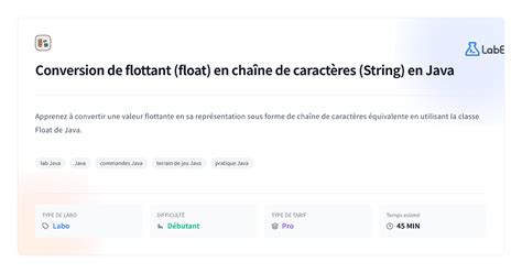 Convertir Facilement Un Flottant Float En Chaîne De Caractères String En Java Labex